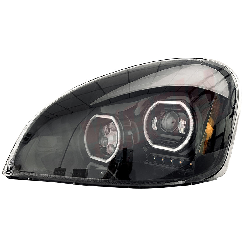 LH Headlight Dual Projector Led With Led Halo Rings Light Bar Black Fr ...