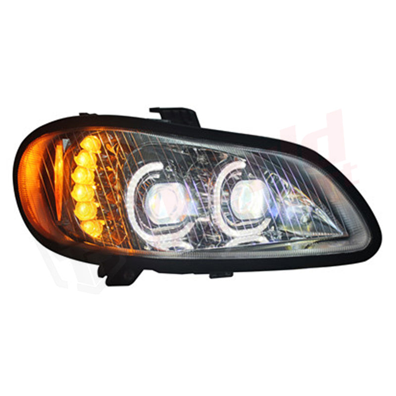 RH Headlight Dual Projector LED w/ Halo DRL Sequential Turn Signal Chr ...