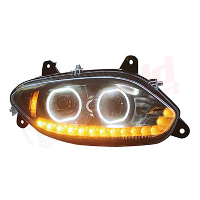RH Headlight, Dual Projector LED, w/ Halo DRL, Sequential Light, Black ...